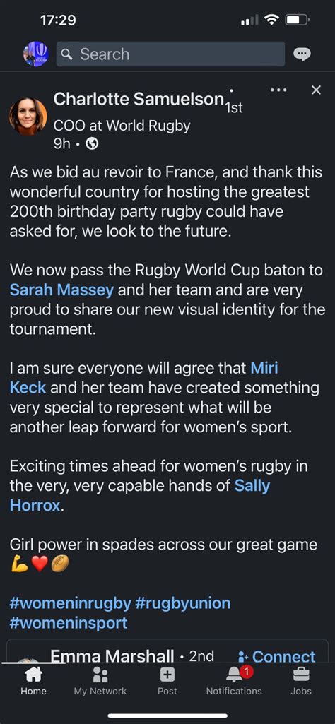 Well Said Charlotte Samuelson Women At World Rugby Making A