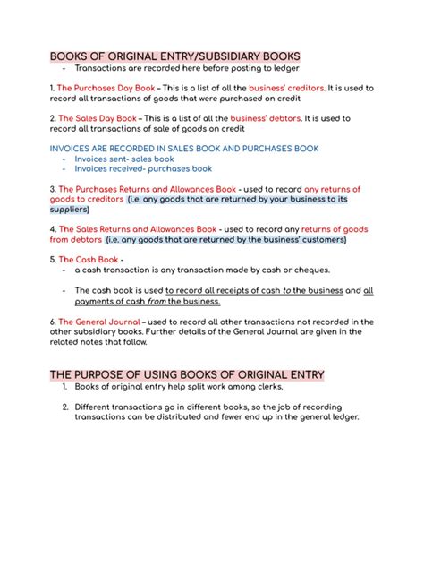 Poa Revision Book Of Original Entry Csec Revision Pdf Debits And