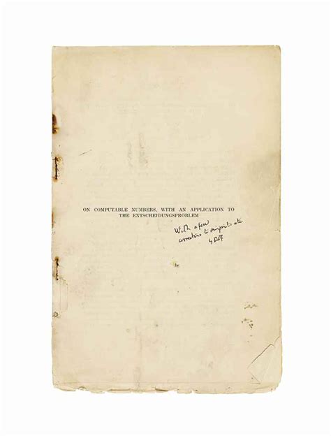 TURING Alan On Computable Numbers With An Application To Auctions Price Archive