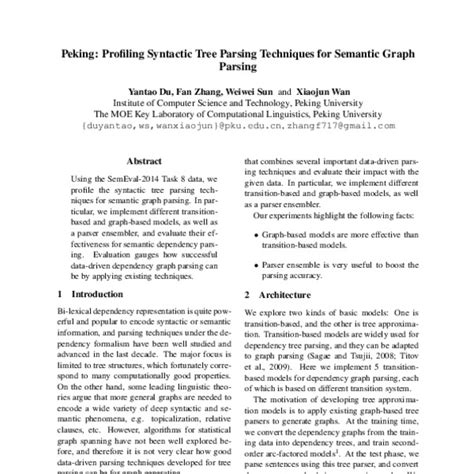 Peking Profiling Syntactic Tree Parsing Techniques For Semantic Graph