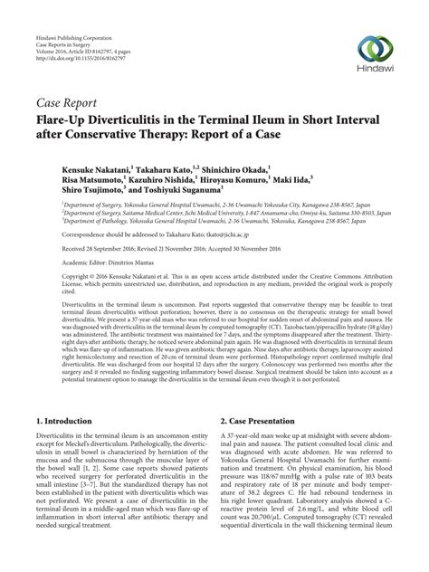 Pdf Flare Up Diverticulitis In The Terminal Ileum In Short Interval After Conservative Therapy
