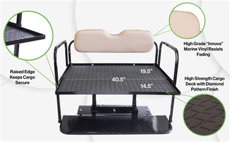 Club Car Precedent Golf Cart Rear Flip Seat Kit With Steel Frame Com