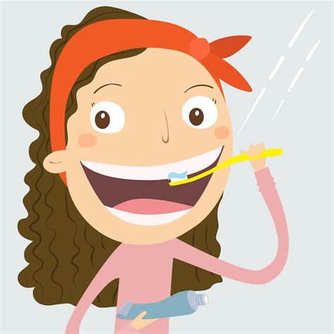 Premium Vector Girl Brushing Her Teeth Vector Illustration