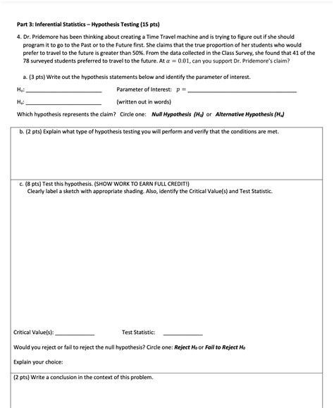 Solved Part 3 Inferential Statistics Hypothesis Testing