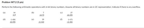 Solved Problem W Pts Perform The Following Arithmetic Chegg Com