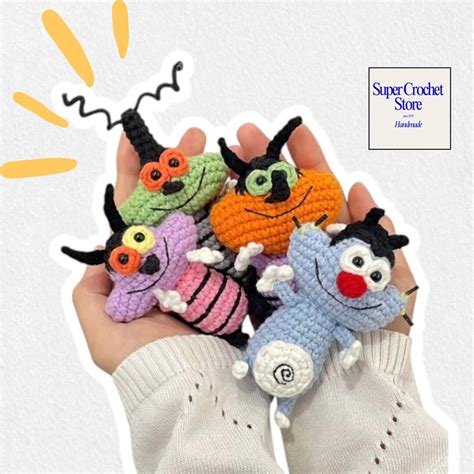 Crochet Cockroach Keychain Set Joey Dee Dee And Marky Funny
