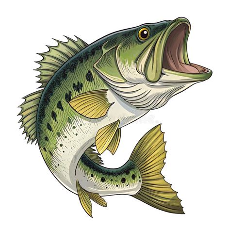 Largemouth Bass Leaping In Dynamic Illustration Stock Illustration Illustration Of Sharp