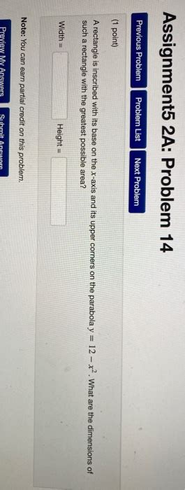 Solved Assignments 2a Problem 14 Previous Problem Problem