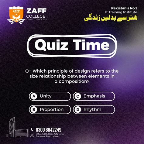 Zaff College On Linkedin 𝐐𝐔𝐈𝐙 𝐎𝐅 𝐓𝐇𝐄 𝐃𝐀𝐘 Q Which Design Principle Refers To The Size