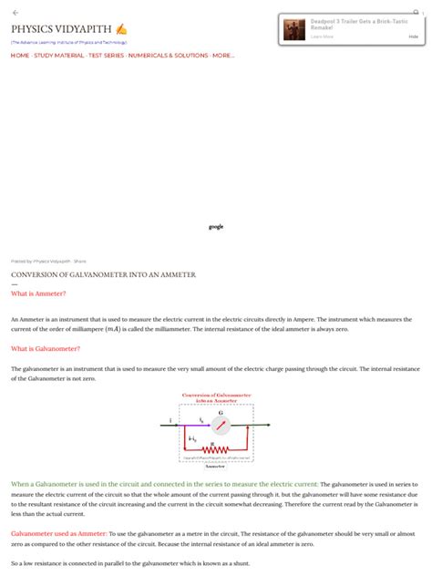 Conversion Of Galvanometer Into An Ammeter Pdf Diffraction