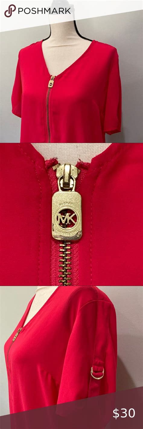 Michael Kors Zipper Front Blouse Gold Fronts Plus Fashion Fashion