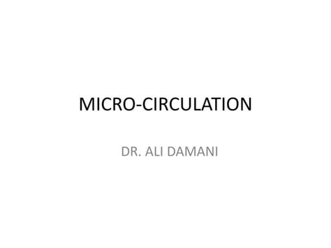 Microcirculation Overview Cardiovascular System Ppt