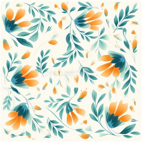 An Orange And Blue Floral Design Free Brushstroke Style Scrapbook