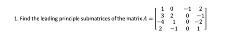 Solved Find The Leading Principle Submatrices Of The Matrix