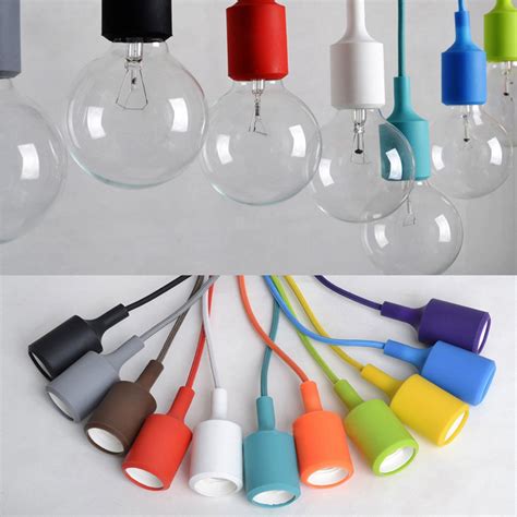 Colorful E27 Silicone Rubber Pendant Light Lamp Holder Socket Diy