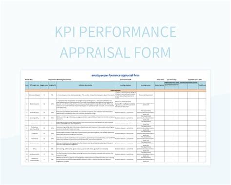 Employee Performance Appraisal KPI Evaluation Form Excel Template And Google Sheets File For