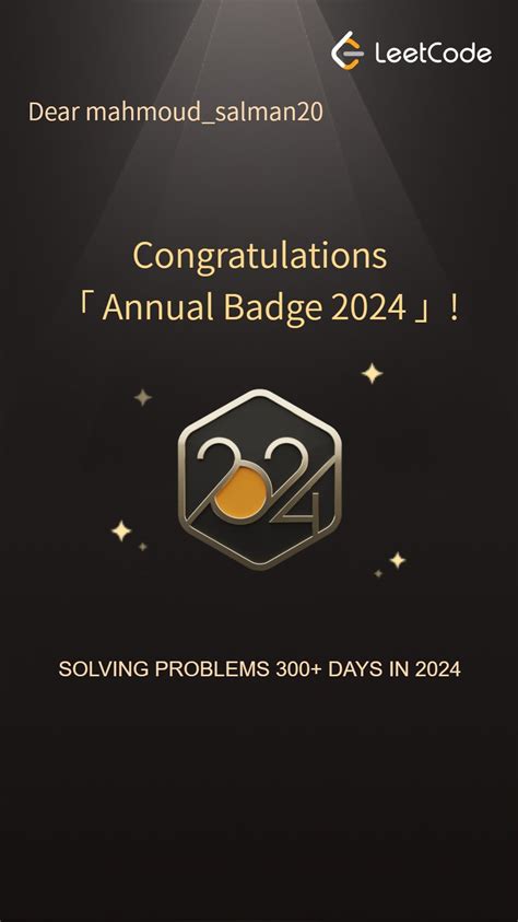 Mahmoud Salman On Linkedin Milestoneachieved Leetcode Annualbadge2024 Softwareengineering