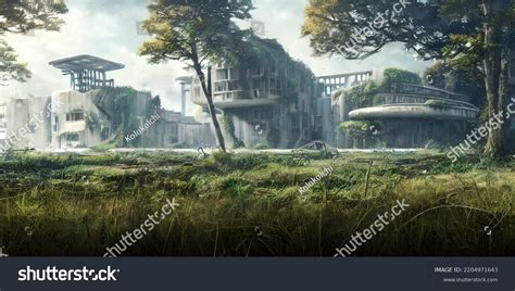 미래의 건축 녹지로 뒤덮인 도시 개념 스톡 일러스트 2204971643 Shutterstock