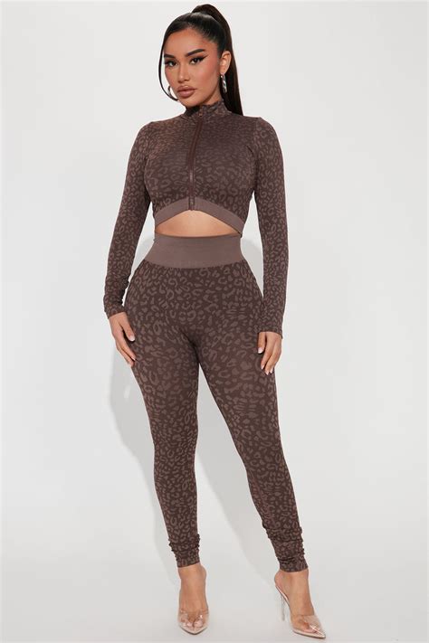 Zayla Seamless Legging Set Brown Fashion Nova Matching Sets