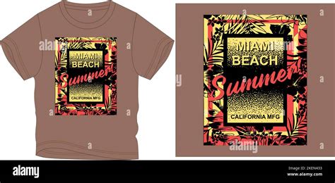 Miami Beach Summer T Shirt Graphic Design Vector Illustration Digital