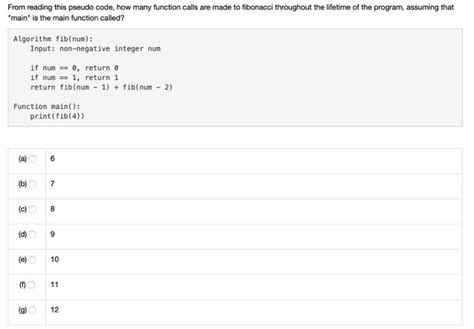 Solved From Reading This Pseudo Code How Many Function Chegg Com