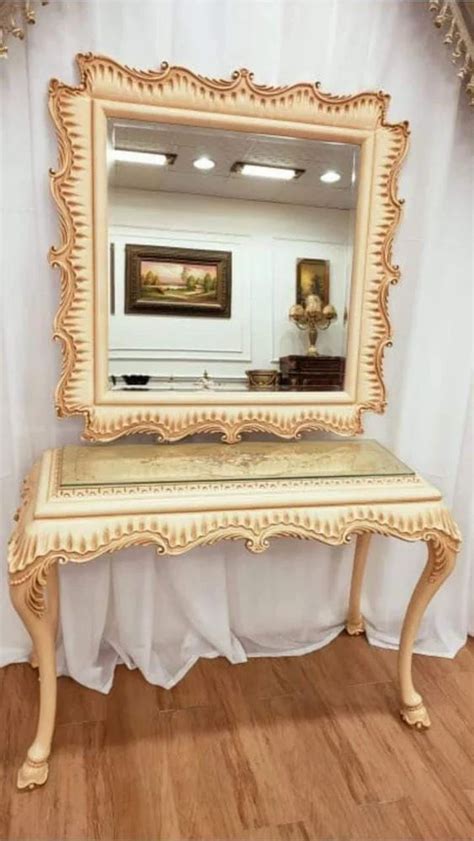 Teak Wood Rectangular Wooden Consol Table With Mirror Without Storage