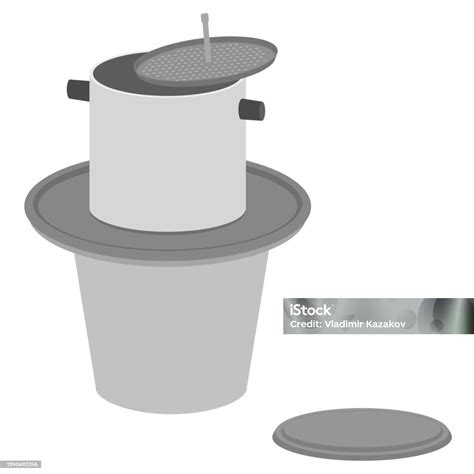 흰색에 고립 된 베트남 전통 커피 드립퍼 커피 메이커 뜨거운 커피 양조 시스템을 떨어 뜨고 플랫 만화 벡터 그림입니다 베트남에 대한 스톡 벡터 아트 및 기타 이미지 Istock