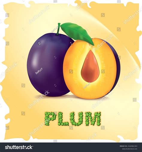 Plum Leaf Stylish Vector Poster Violet Stock Vector Royalty Free