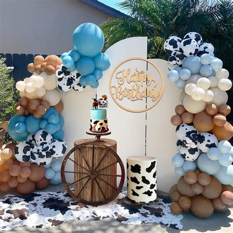158 Pcs Blue Cow Balloons Arch Garland Kit Cow Party Decorations For