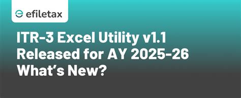 Updated Itr 3 Excel Utility Ay 2025 26 Released Efiletax