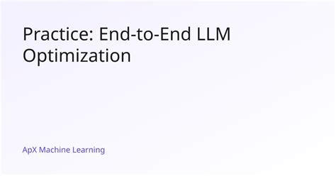 Practice End To End Llm Optimization