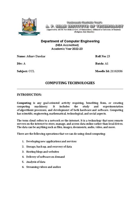 Cloud Computing Technology Case Study Department Of Computer