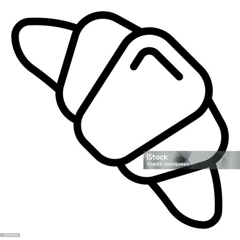 크로와상 라인 아이콘 과자 생과자 개념 벡터 그래픽입니다 달콤한 롤빵 흰색 배경에 베이커리 기호 스타일 모바일 또는 디자인 검은색에 대한 스톡 벡터 아트 및 기타 이미지