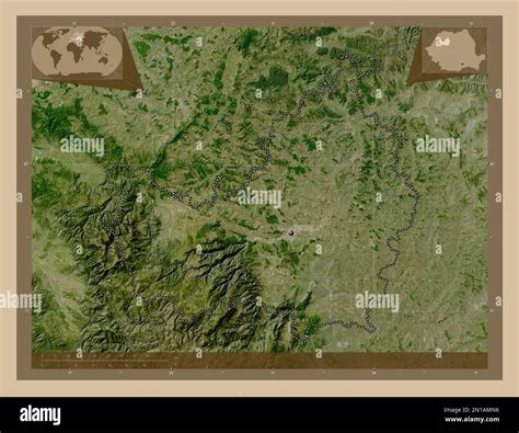 Cluj County Of Romania Low Resolution Satellite Map Corner Auxiliary