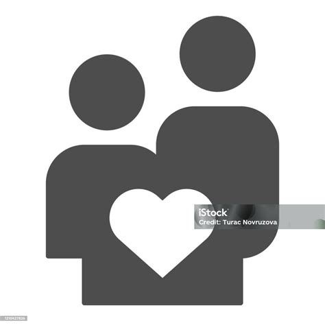 사랑 단단한 아이콘에 커플 심장 모양 기호 흰색 배경에 문양 스타일의 그림을 가진 젊은 이들을 연인 모바일 개념 및 웹 디자인에 대한 관계 기호입니다 벡터 그래픽 2명에