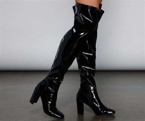 So Seductive Patent Leather Thigh High Boots
