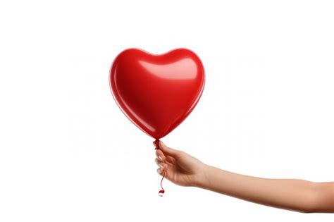 Premium Ai Image A Girls Hands Holding A Red Heart Shaped Helium