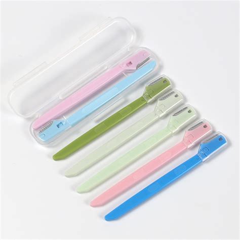 Tiny Straight Brow Razor With Ps Handle And Cap In Green Pink Blue