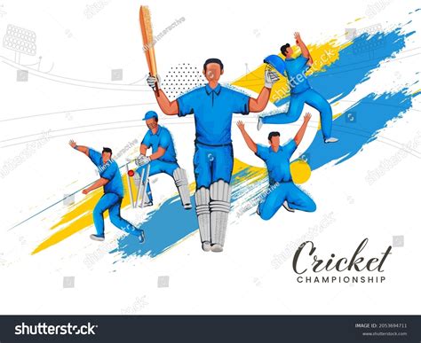 Cricket Championship Concept Faceless Cricketer Players Stock Vector