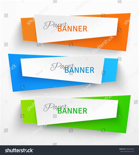 Set Colorful Paper Origami Banners Vector Vector De Stock Libre De