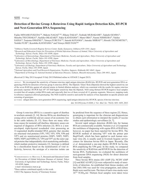 Pdf Detection Of Bovine Group A Rotavirus Using Rapid Antigen