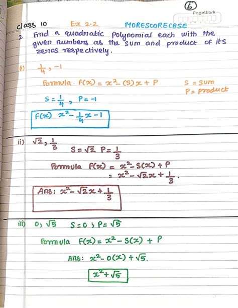 Class 10 Chapter 2 Polynomials Ex 22 Page 6 In 2025 Polynomials