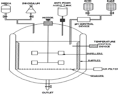 Basic Fermenter Design External Agitation And Aeration Inlets And