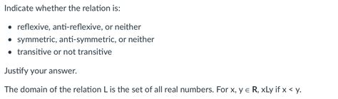 Solved Indicate Whether The Relation Is Reflexive