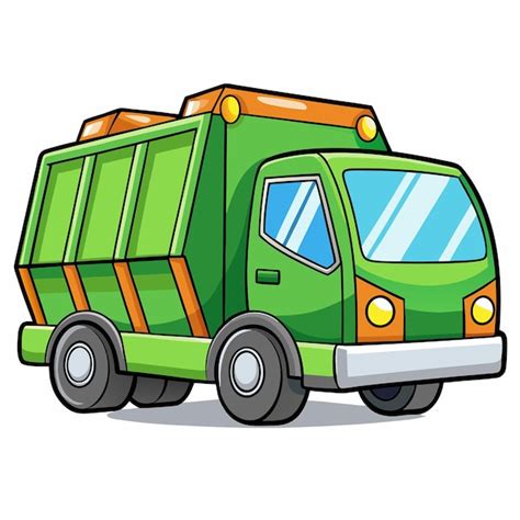 Cartoon Vector Illustration Of A Garbage Truck With Dumpster Premium