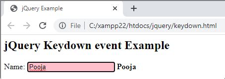 Jquery Keydown Method Codingtag