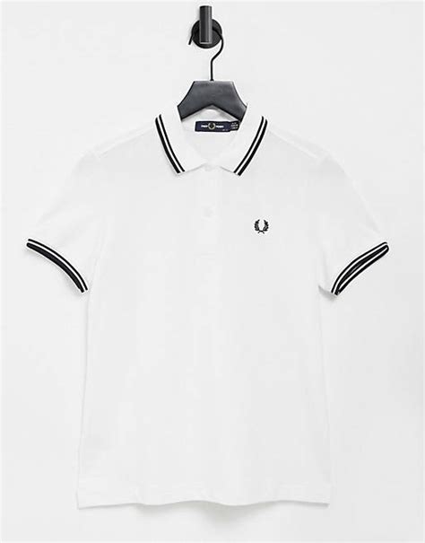 Fred Perry Weißes Polohemd Mit Doppelten Zierstreifen Asos