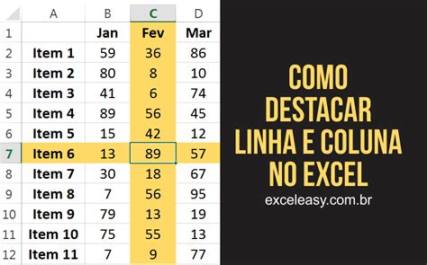 Como destacar linha e coluna de célula ativa no Excel Excel Easy
