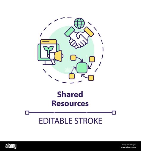 Thin Line Creative Colorful Shared Resources Icon Concept Stock Vector