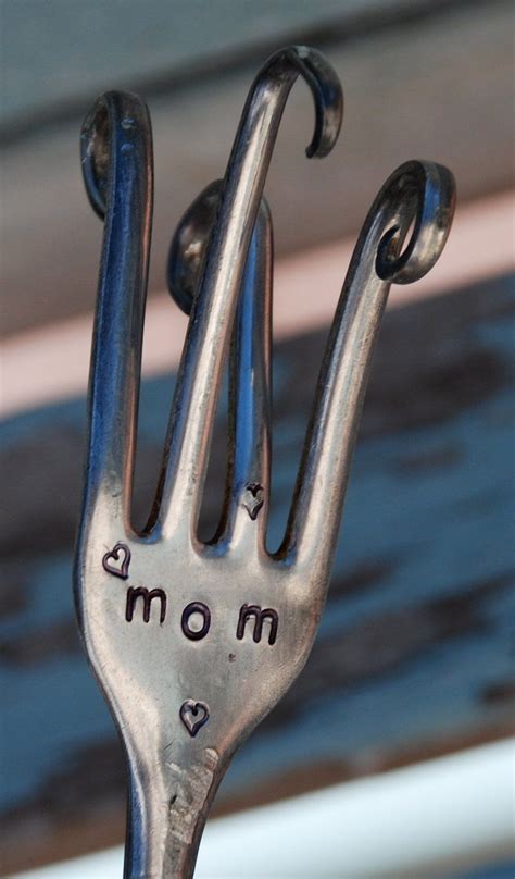 Mom Hand Stamped Funky Twisted Fork Hand Stamped Garden Art Plant